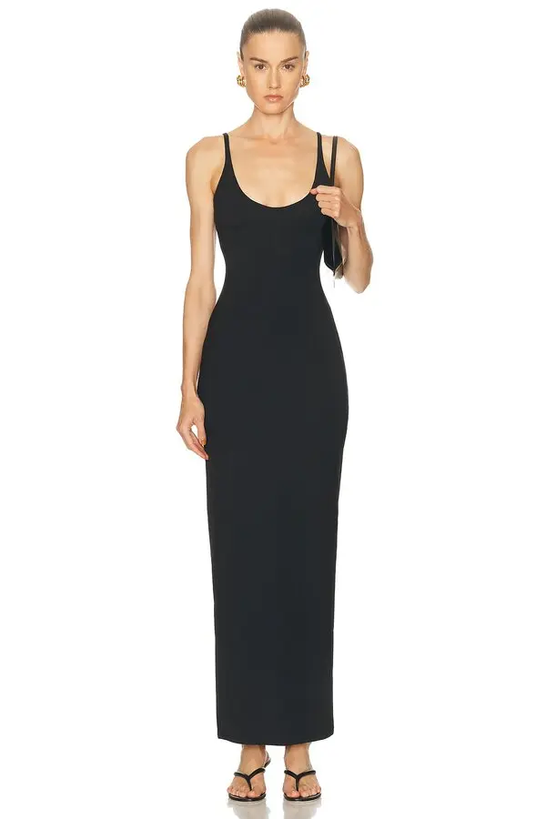 SKIMS Smooth Lounge Skimpy Scoop Neck Dress - Obsidian