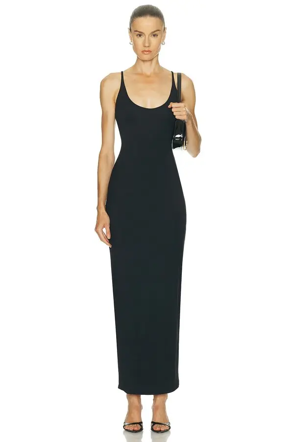 SKIMS Smooth Lounge Skimpy Scoop Neck Dress - Obsidian