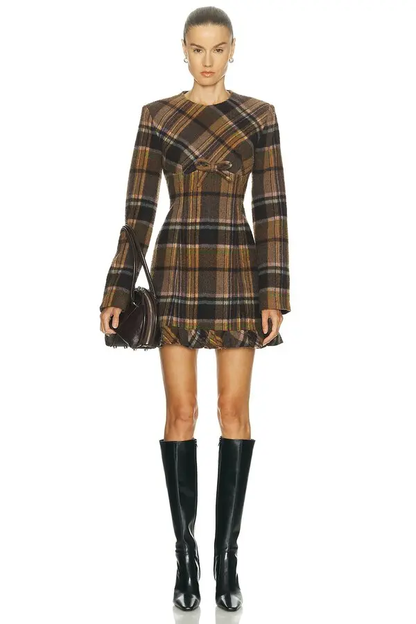 Acne Studios Delfin Plaid Mini Dress
