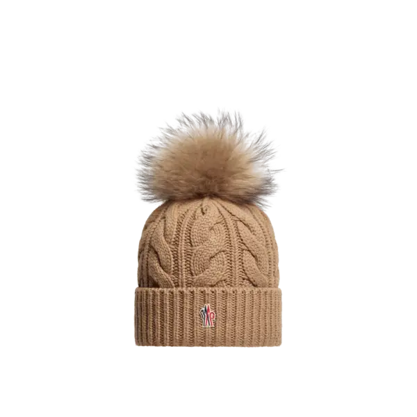 Moncler Wool And Cashmere Beanie With Pom Pom - Beige