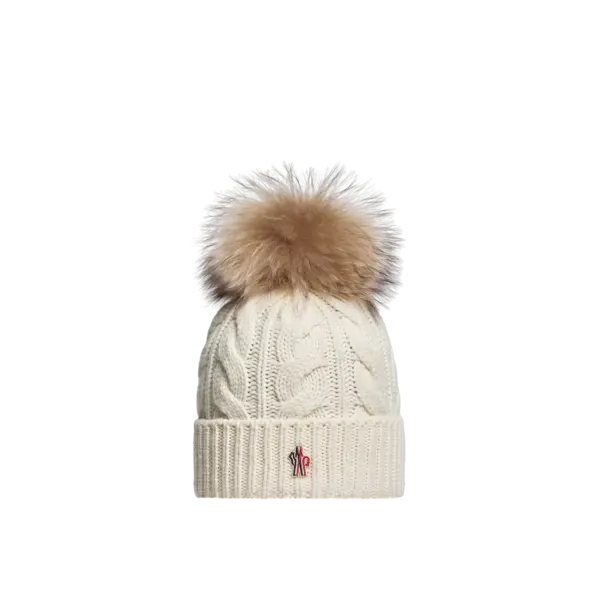 Moncler Wool And Cashmere Beanie With Pom Pom - White