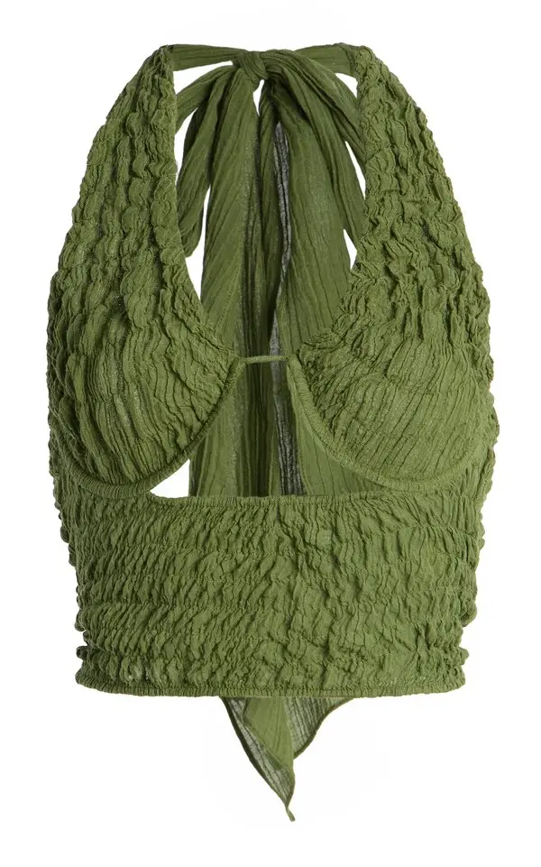 TG BOTANICAL Wendy Shirred Top - Green