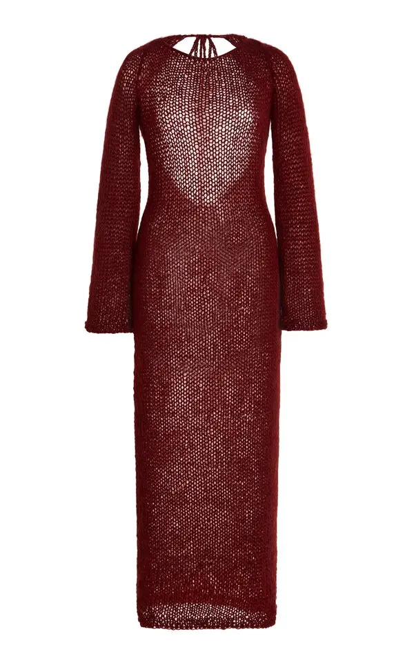 NIA THOMAS Kate Bell-sleeve Knit Maxi Dress - Red