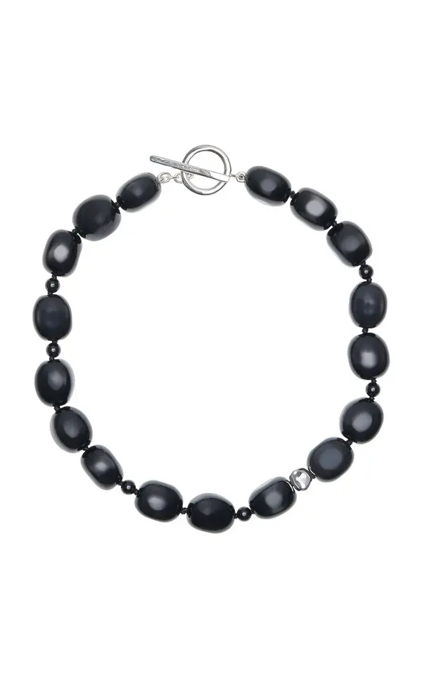 Agmes Dara Sterling Silver Onyx Necklace - Black