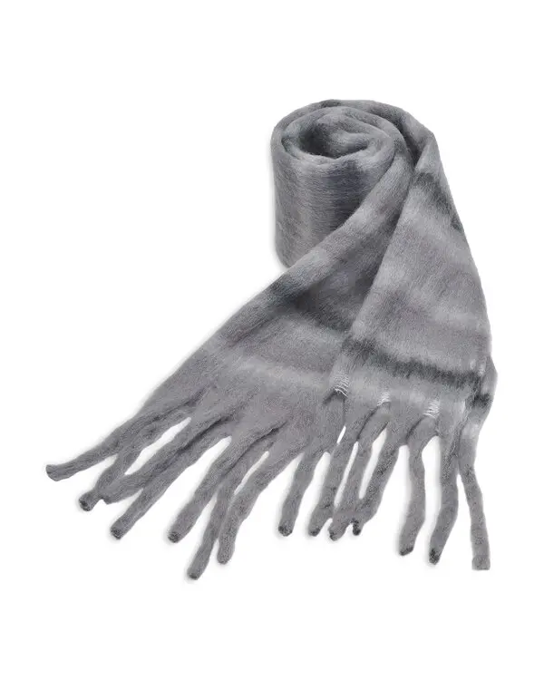 Aqua Striped Fringe Scarf