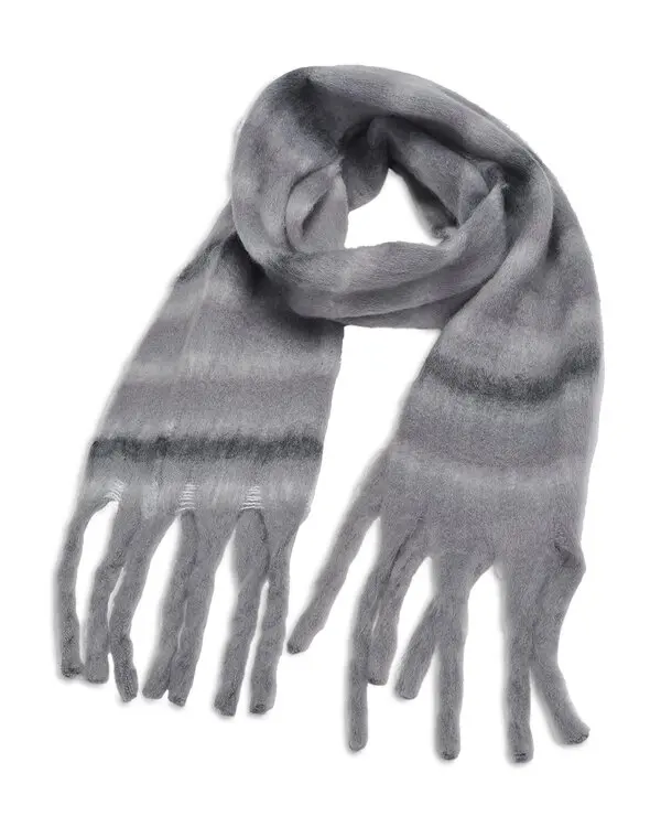 Aqua Striped Fringe Scarf