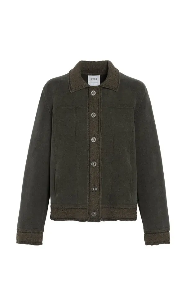 BARRIE Hybrid Suede Cashmere Jacket - Dark Green