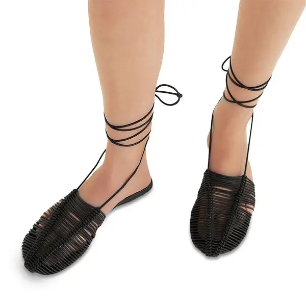 Farm Rio Macrame Ankle Tie Sandals