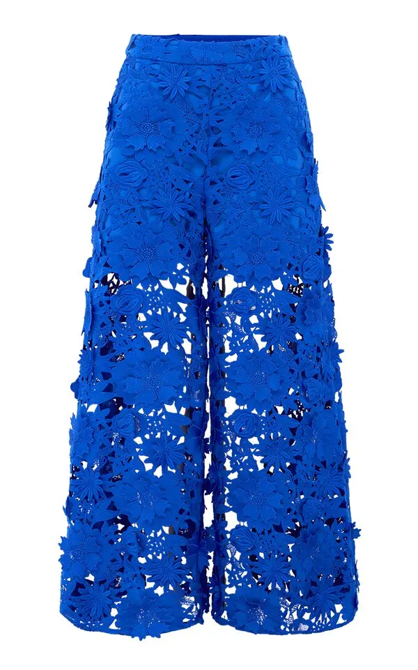 LEO LIN Candied Lace Wide-leg Pants - Blue