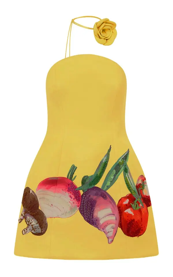 LEO LIN Zaria Strapless Crepe Bustier Mini Dress - Yellow