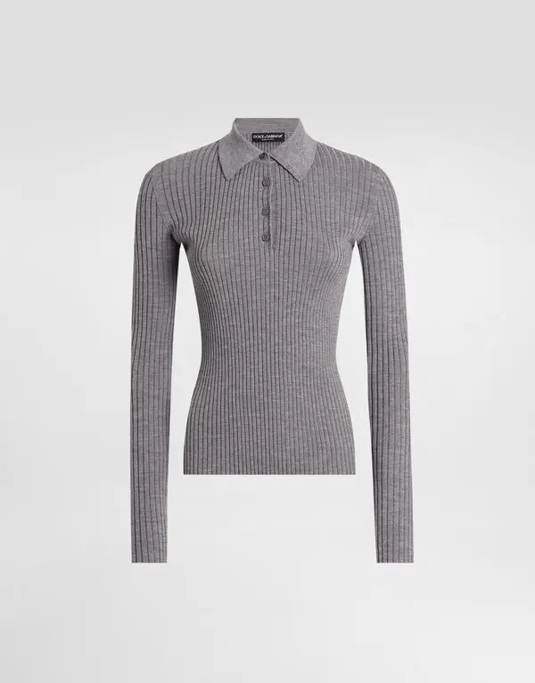 Dolce & Gabbana Ribbed Wool Pullover - Grey