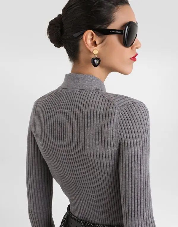 Dolce & Gabbana Ribbed Wool Pullover - Grey