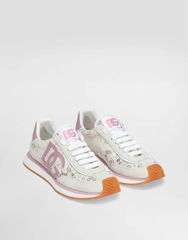 Dolce & Gabbana Dg Cushion Lace And Fabric Sneakers - Multicolor
