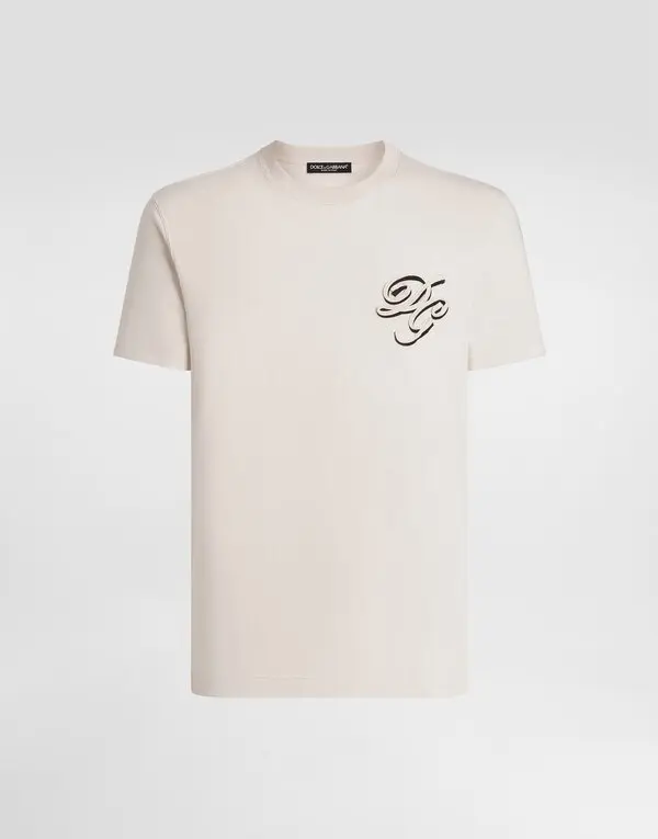 Dolce & Gabbana Cotton T-shirt With Embroidery - Cream