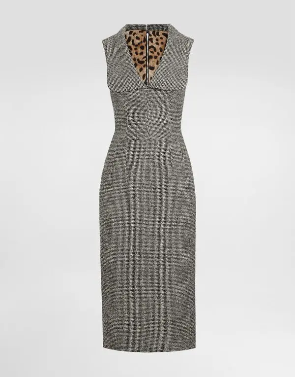 Dolce & Gabbana Long Dotted Wool Blend Dress