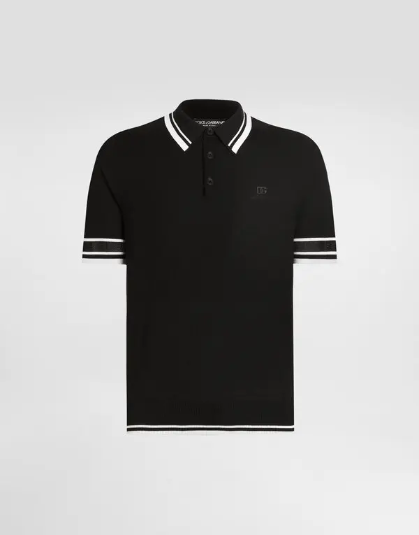 Dolce & Gabbana Silk Piqué Polo Shirt - Black
