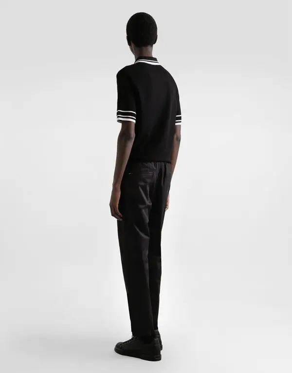 Dolce & Gabbana Silk Piqué Polo Shirt - Black