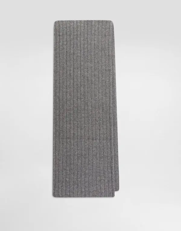 Dolce & Gabbana Cashmere Flat Rib Knit Scarf - Grey