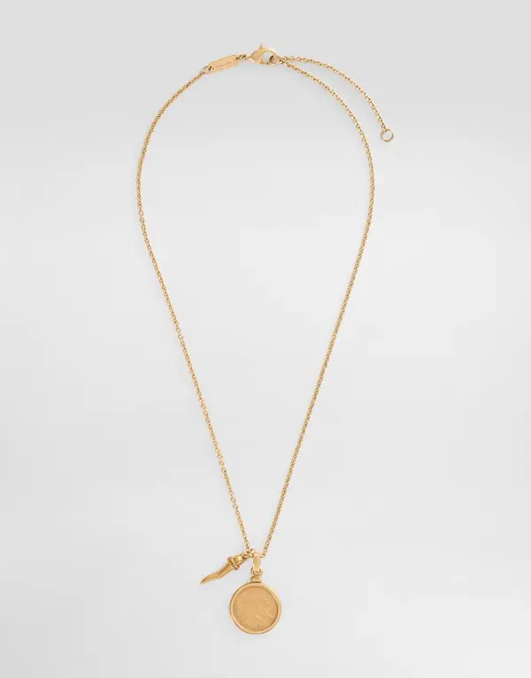 Dolce & Gabbana Medal And Horn Necklace - Gold