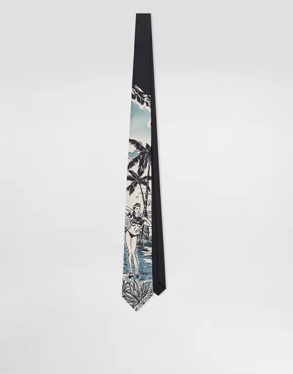 Dolce & Gabbana Pin-up Printed Silk Neck Tie - Print