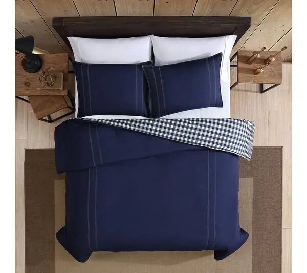 Eddie Bauer Kingston Navy Reversible Full/queen Comforter Set