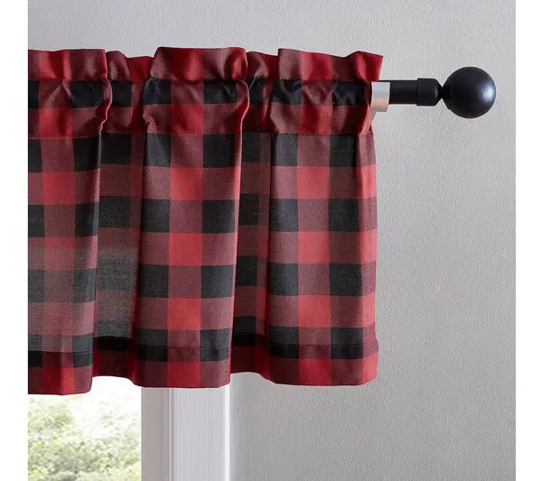 Eddie Bauer Mountain Plaid Red 86x15 Window Val Ance