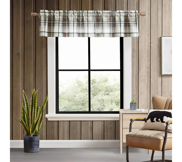 Eddie Bauer Alder Plaid Grey 86x15 Window Valan Ce - One-color