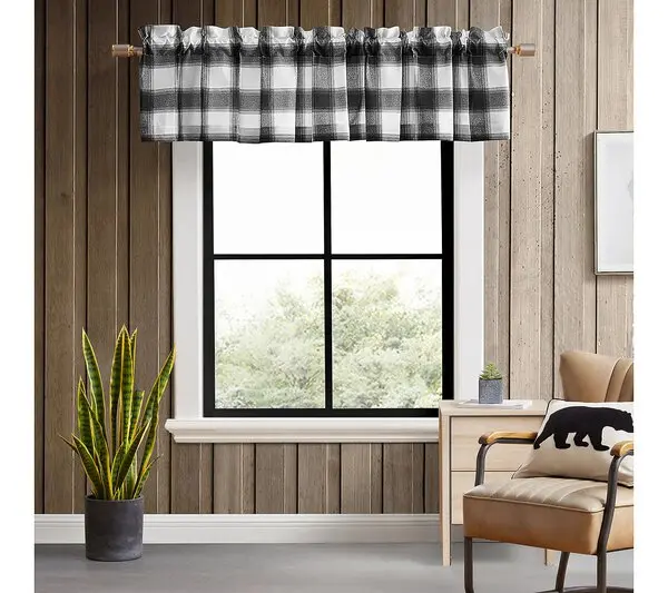 Eddie Bauer Canyon Plaid Black 86x15 Window Val Ance - One-color