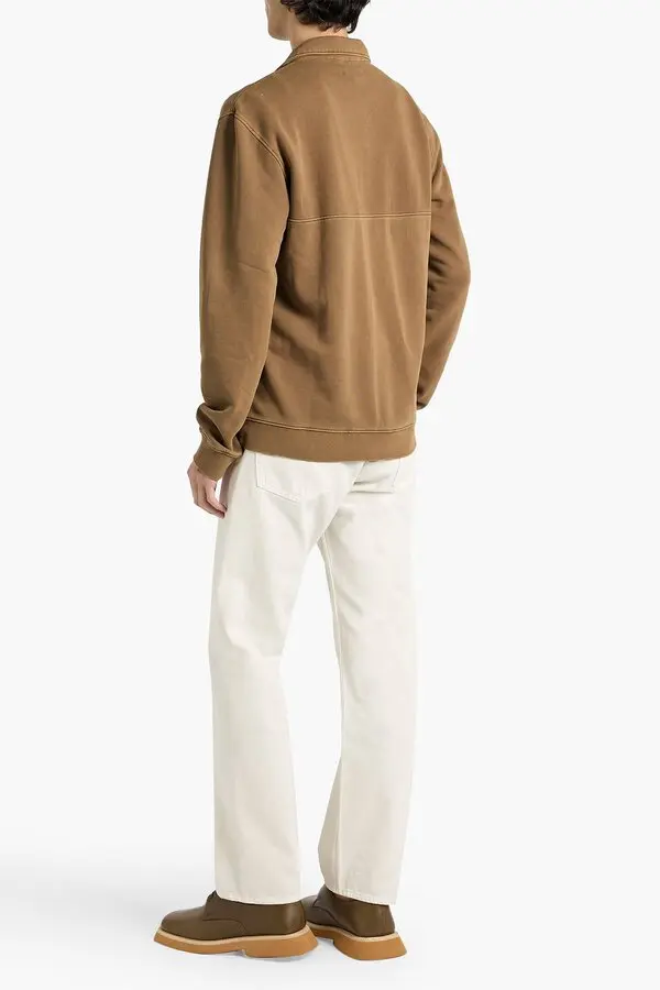 Paige French Cotton-terry Half-zip Sweatshirt - Camel