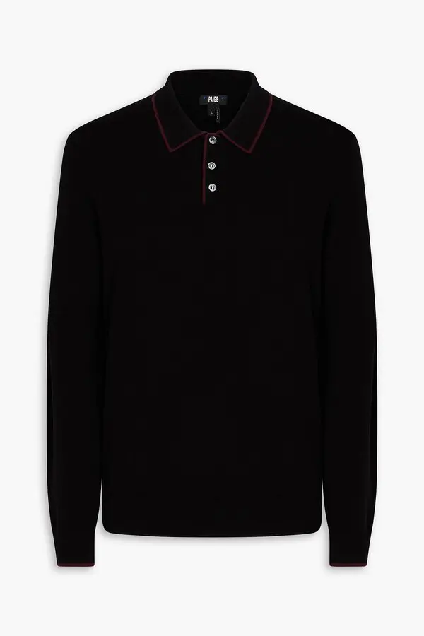 Paige Cotton-blend Polo Sweater - Black