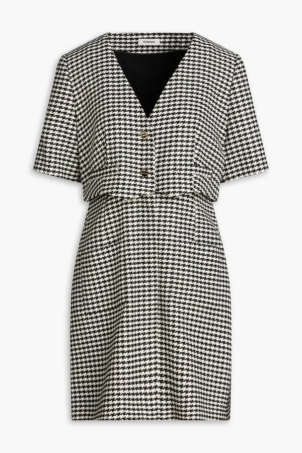 Sandro Houndstooth Tweed Mini Dress