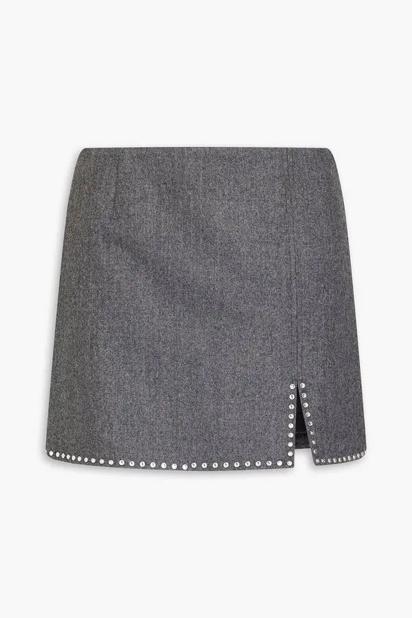 Sandro Crystal-embellished Wool-twill Mini Skirt