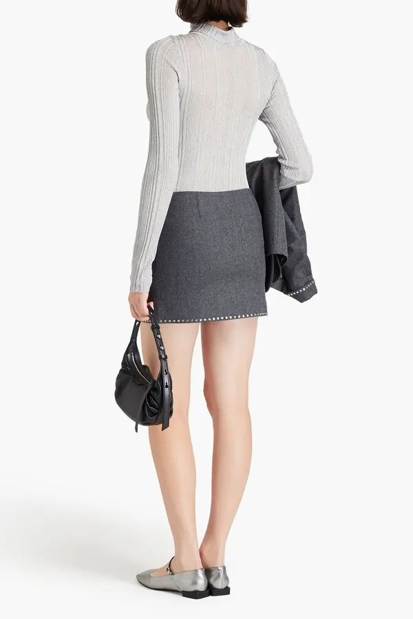 Sandro Crystal-embellished Wool-twill Mini Skirt