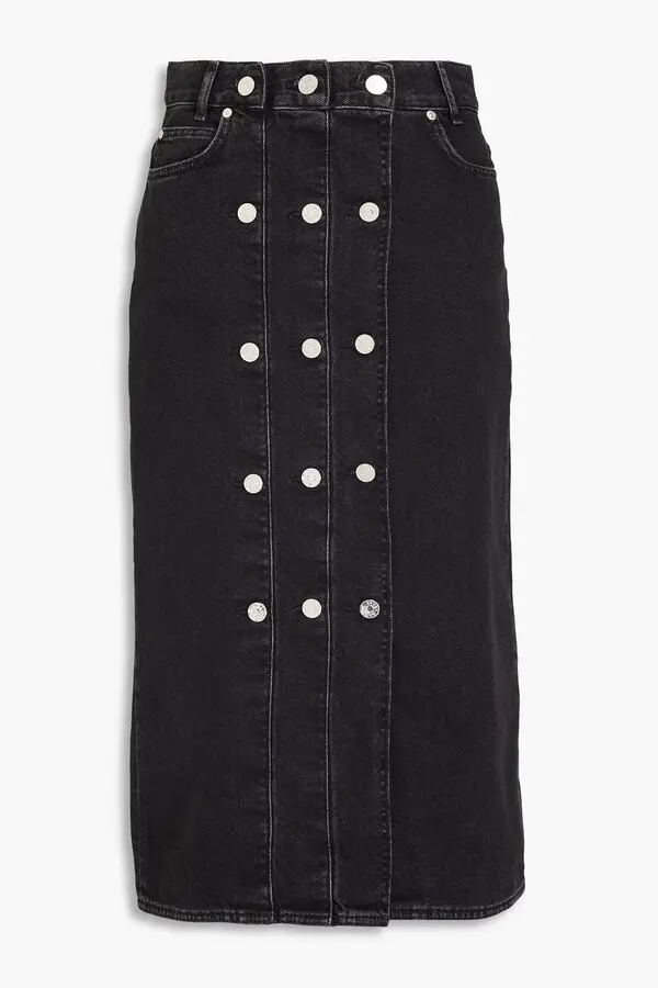 Sandro Button-embellished Denim Midi Skirt