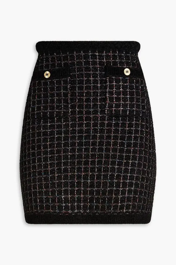 Sandro Metallic Checked Knitted Mini Skirt