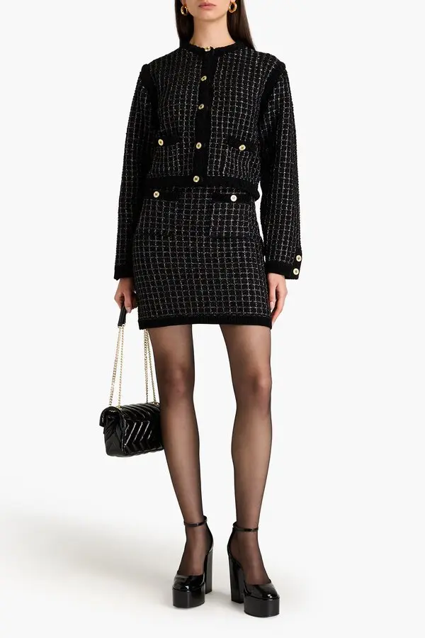 Sandro Metallic Checked Knitted Mini Skirt