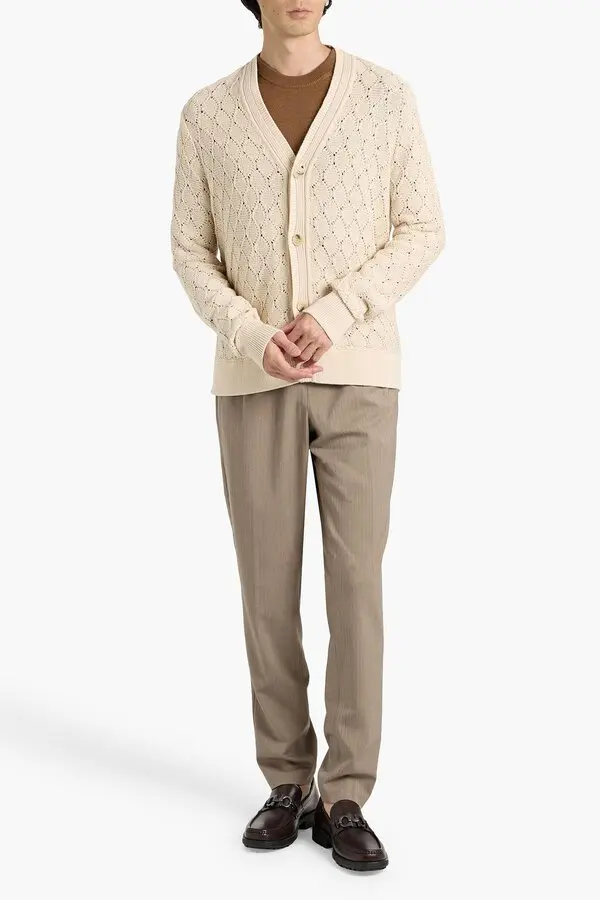 Paige Perry Pointelle-knit Cotton-blend Cardigan