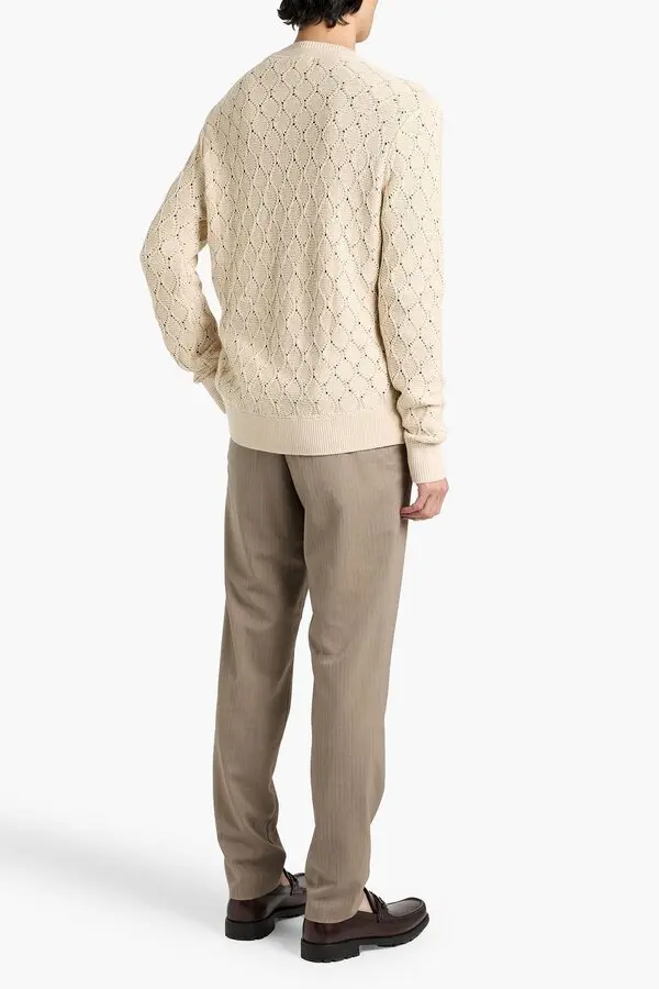 Paige Perry Pointelle-knit Cotton-blend Cardigan
