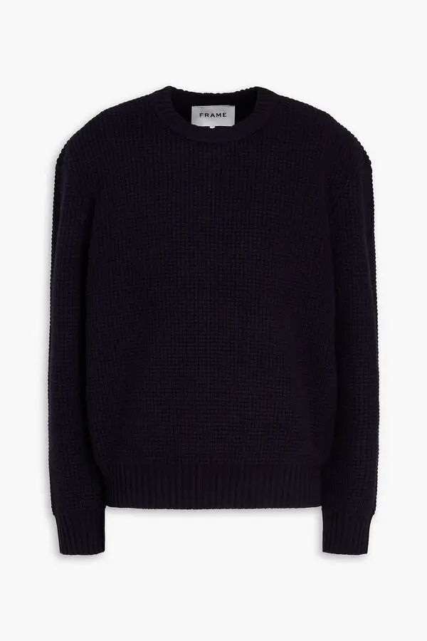 FRAME Waffle-knit Wool Sweater - Navy