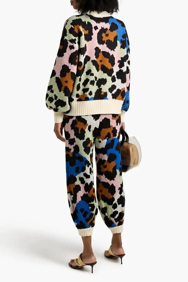 Farm Rio Leopard Jacquard-knit Sweater