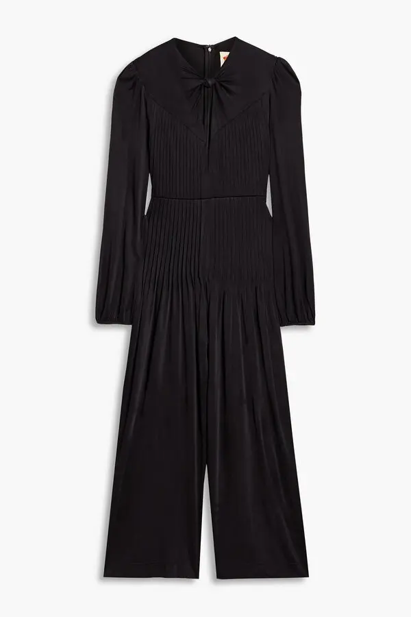 Farm Rio Pintucked Jersey Wide-leg Jumpsuit - Black