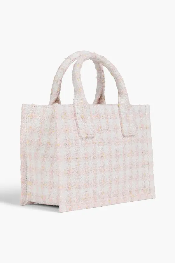 Sandro Checked Metallic Tweed Tote