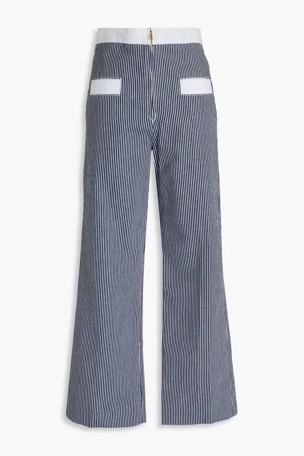 Sandro Striped High-rise Wide-leg Jeans