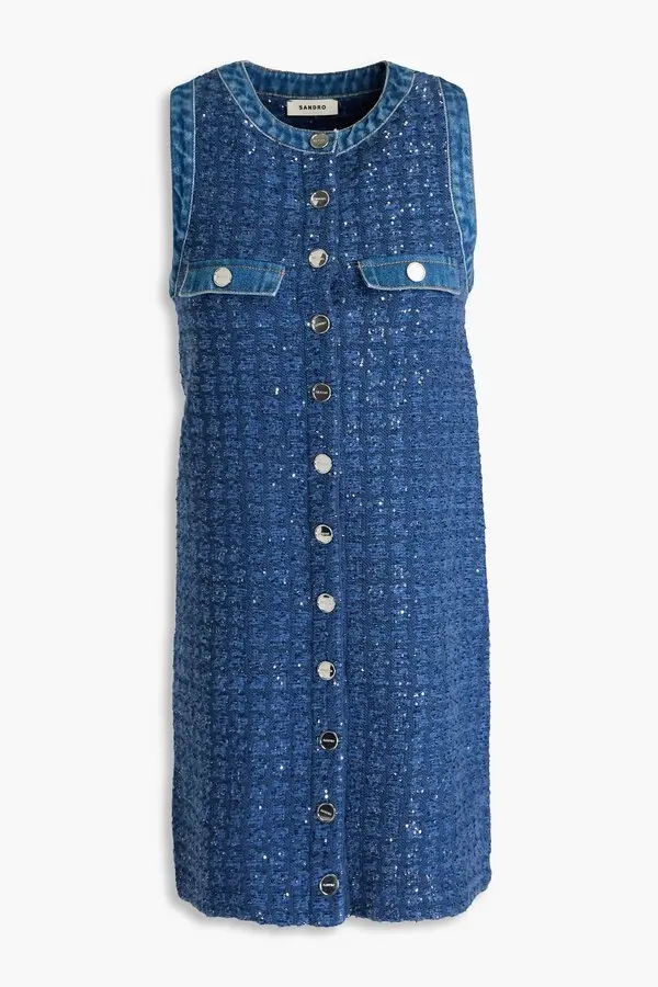Sandro Sequin-embellished Bouclé-tweed Mini Dress