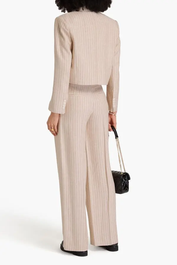 Sandro Cropped Pinstriped Tweed Blazer