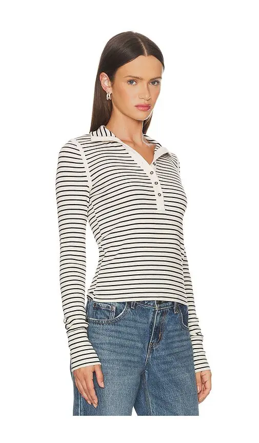 Free People X We The Free Lake Henley Stripe Long Sleeve Shirt