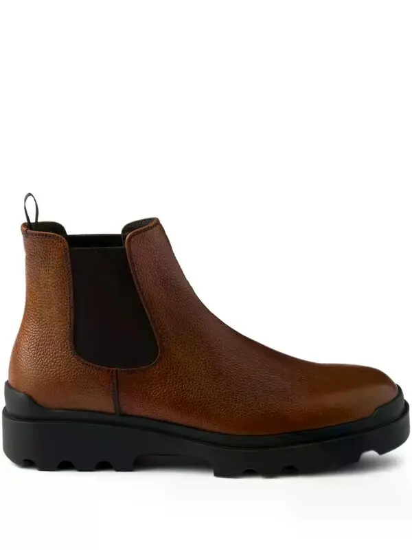 Prada Textured-leather Chelsea Boots - Brown
