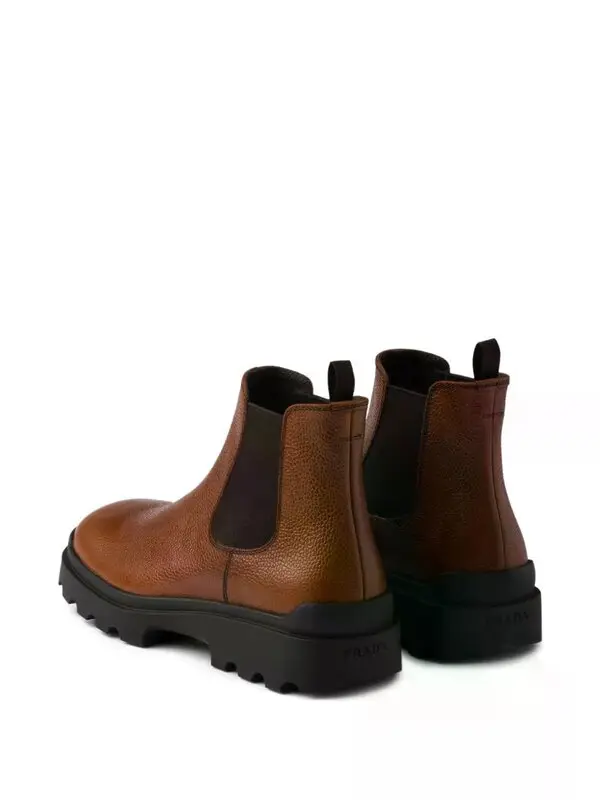 Prada Textured-leather Chelsea Boots - Brown