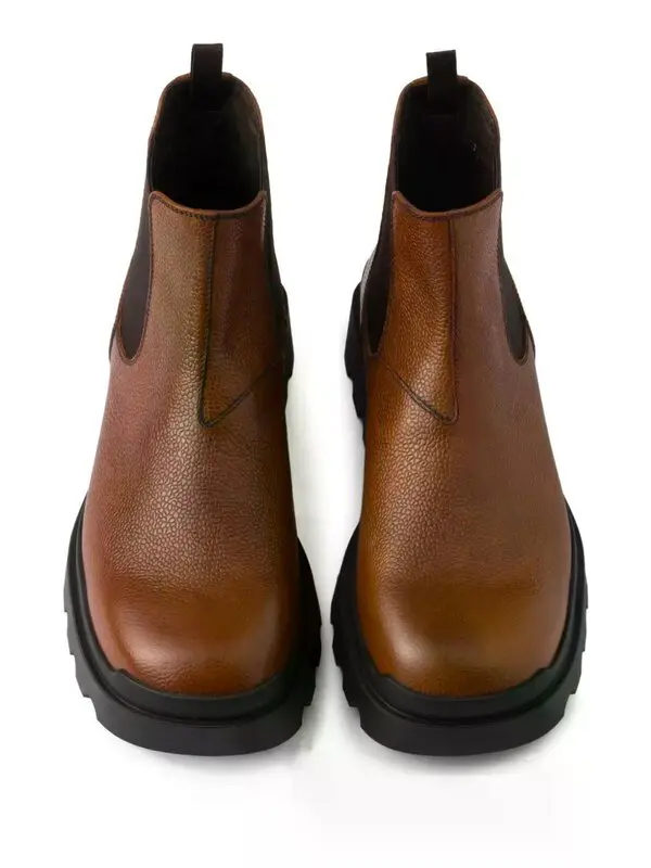 Prada Textured-leather Chelsea Boots - Brown