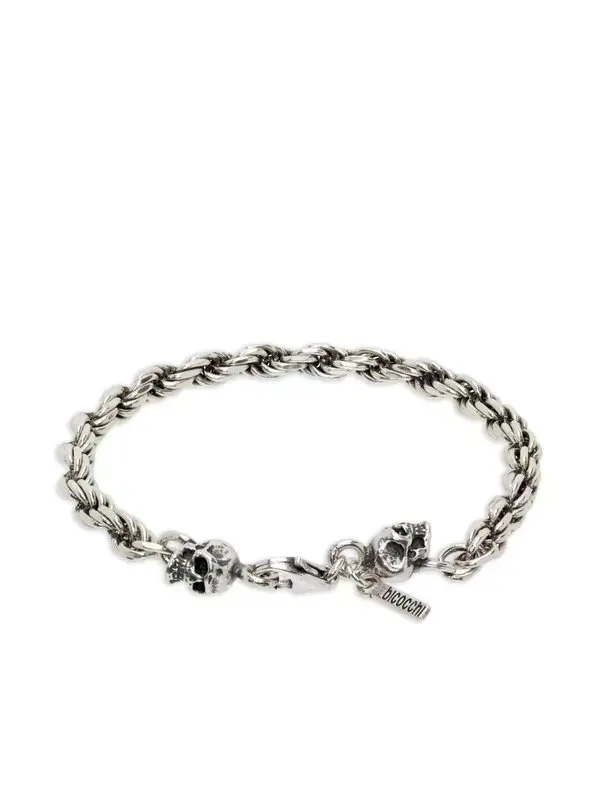 Emanuele Bicocchi Rope Chain Skull Bracelet - Silver